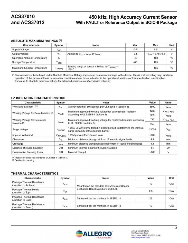 ACS37010 datasheet page 3
