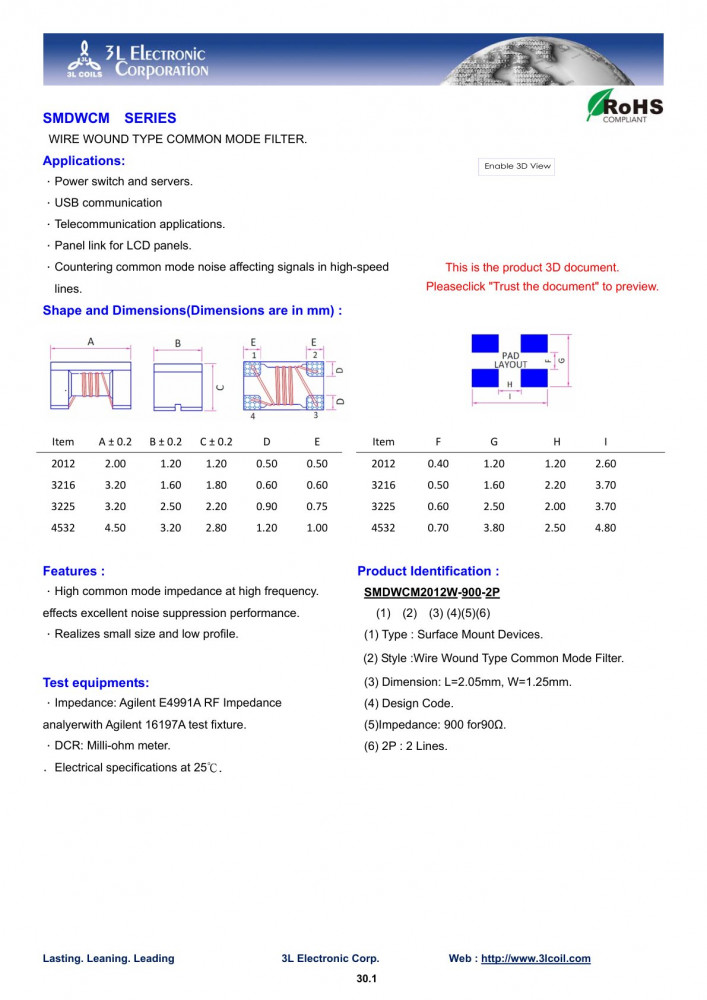 3L COILS SMDWCM series document page 2