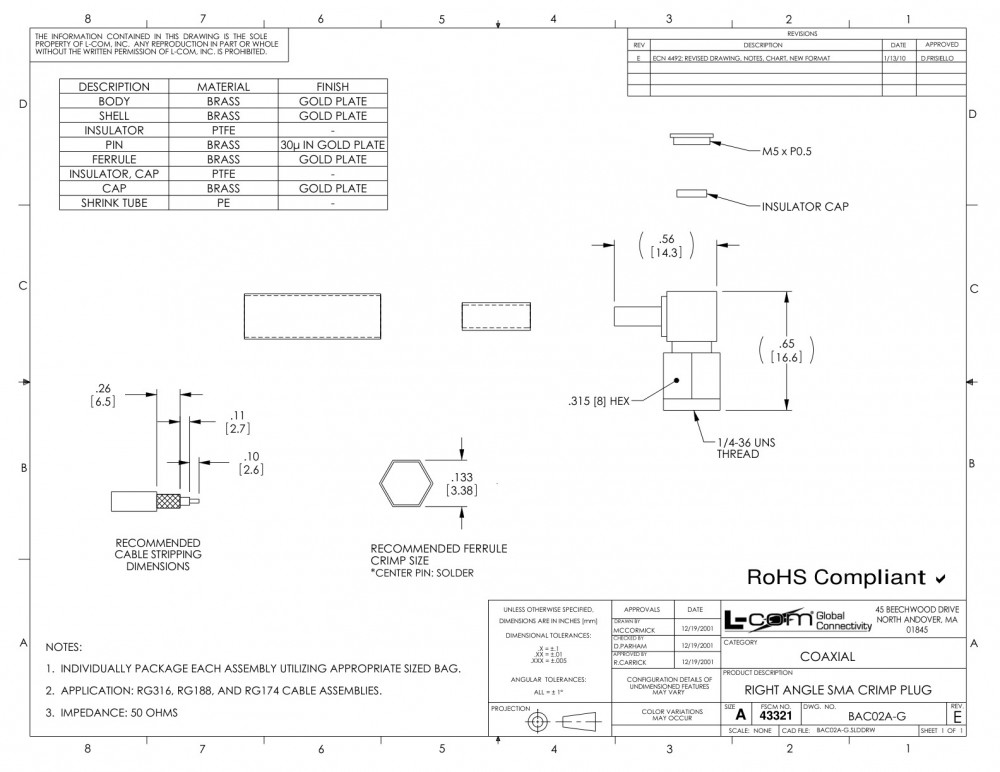 L-com BAC02A-G technical drawing