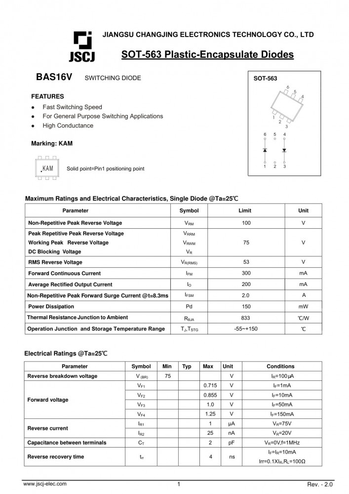 BAS16V datasheet page 1