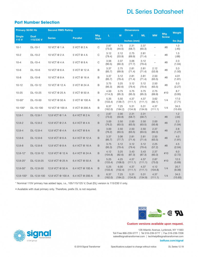 Bel Fuse DL Series datasheet page 2