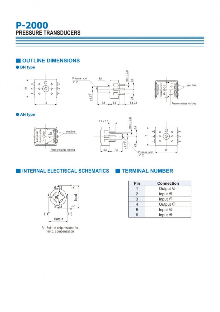 Nidec P-2000 pressure transducer datasheet page 3