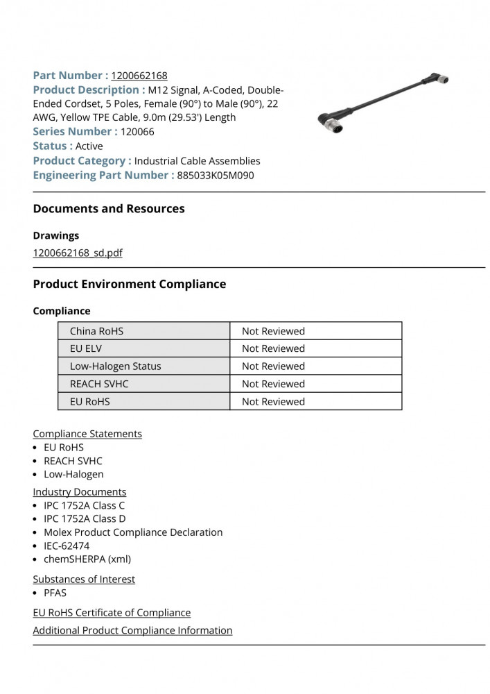 MOLEX 1200662168 technical drawing, page 1