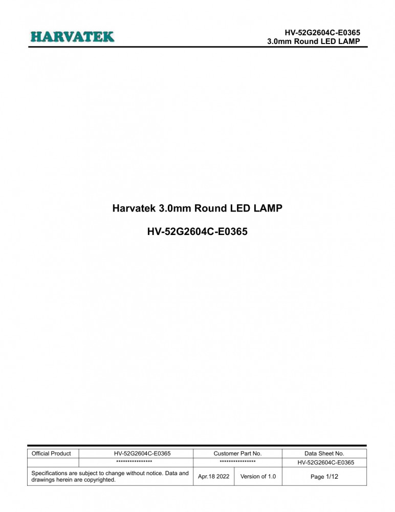 HV-52G2604C-E0365 datasheet page 1