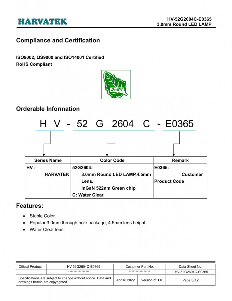 HV-52G2604C-E0365 datasheet page 3