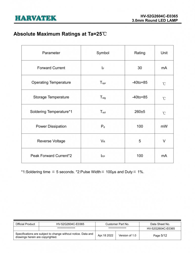 HV-52G2604C-E0365 datasheet page 5