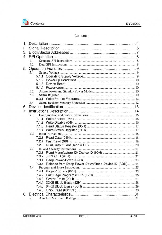 BY25D80 datasheet page 2