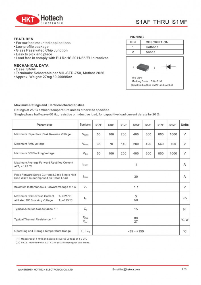 S1MF datasheet page 1