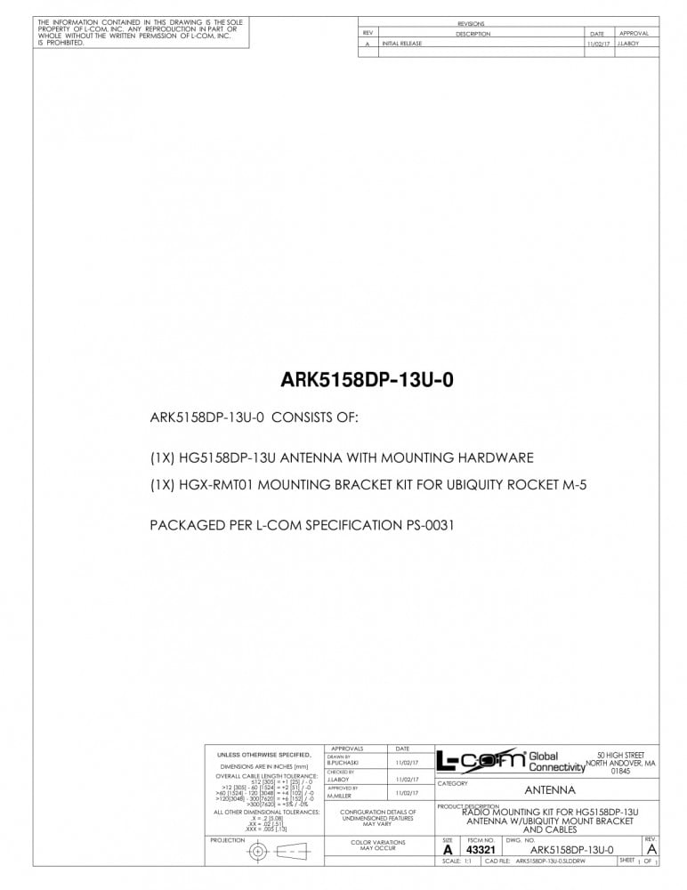 L-com ARK5158DP-13U-0 assembly drawing