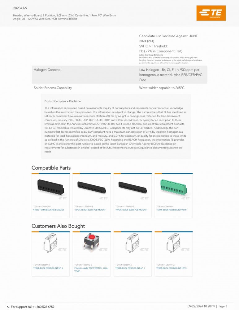 TE Connectivity 282841-9 document page 3