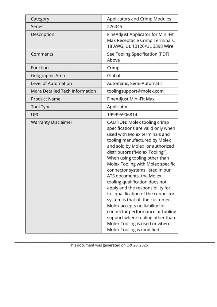 Technical document page 2 for MOLEX 2260455100