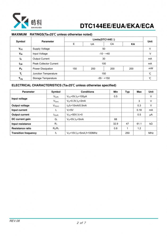 DTC144EE datasheet page 2