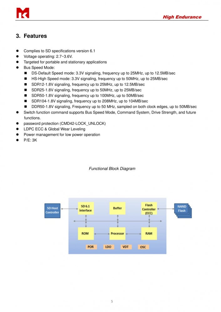 MK SD card datasheet page 5