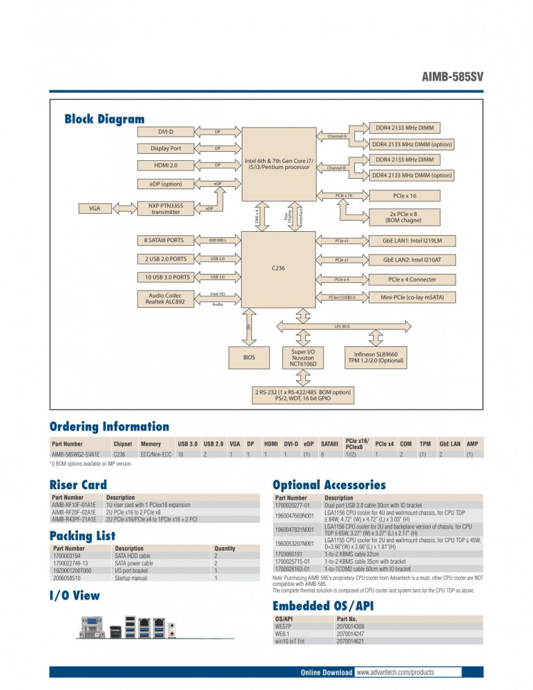 AIMB-585SV technical document page 2