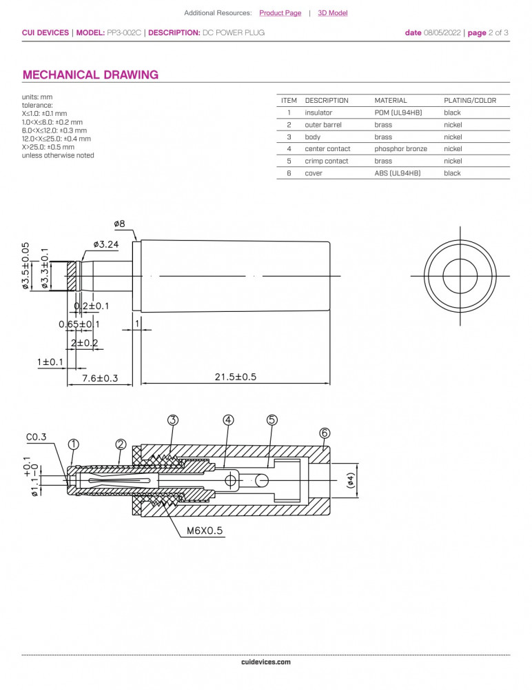 PP3-002C technical document page 2