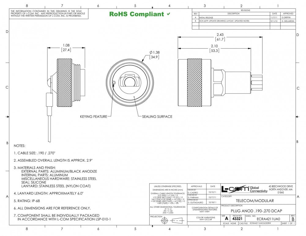 L-com ECRA4211UA0 technical drawing