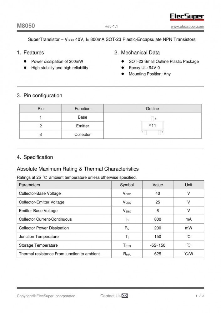 M8050 datasheet page 1