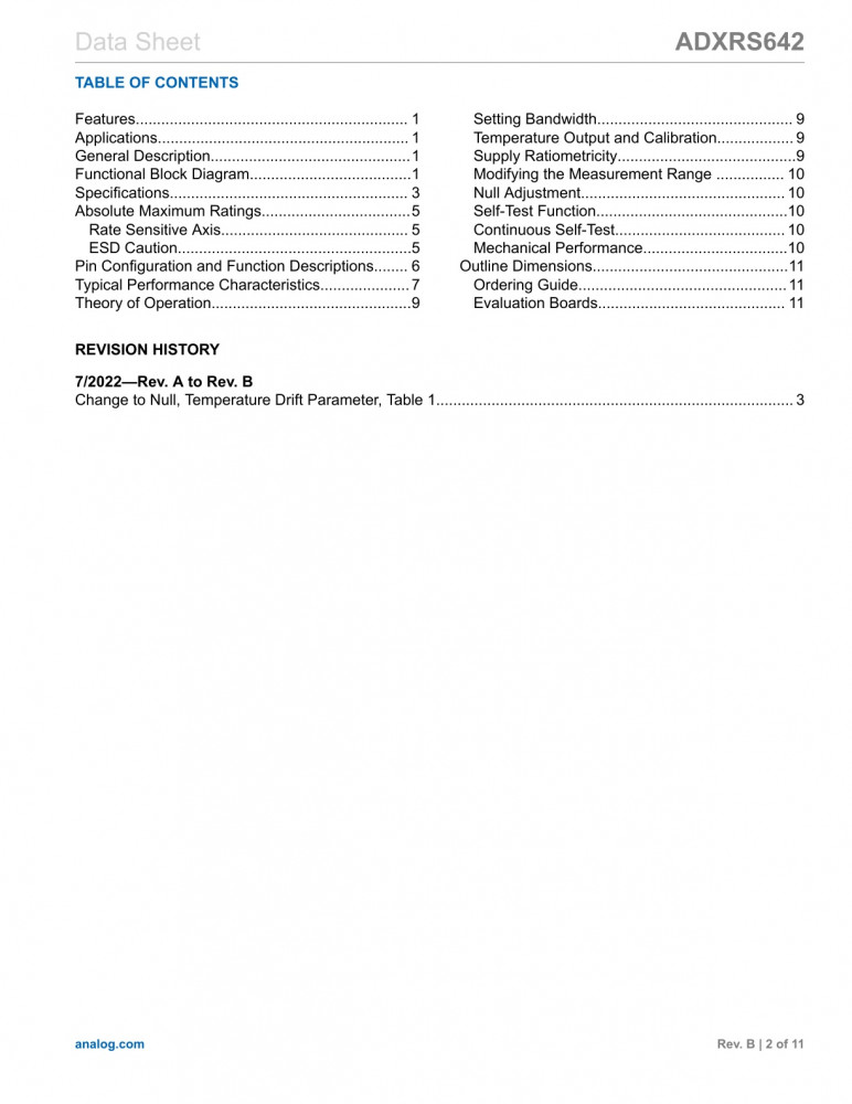 ADXRS642 technical document page 2