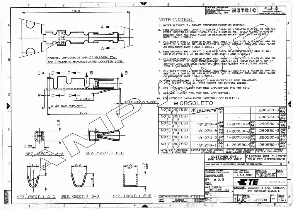 TE Connectivity 280530-1 technical drawing