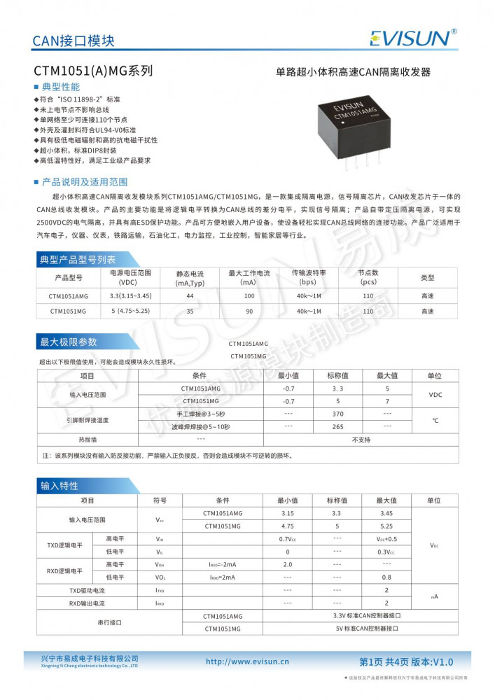 CTM1051AMG datasheet page 1