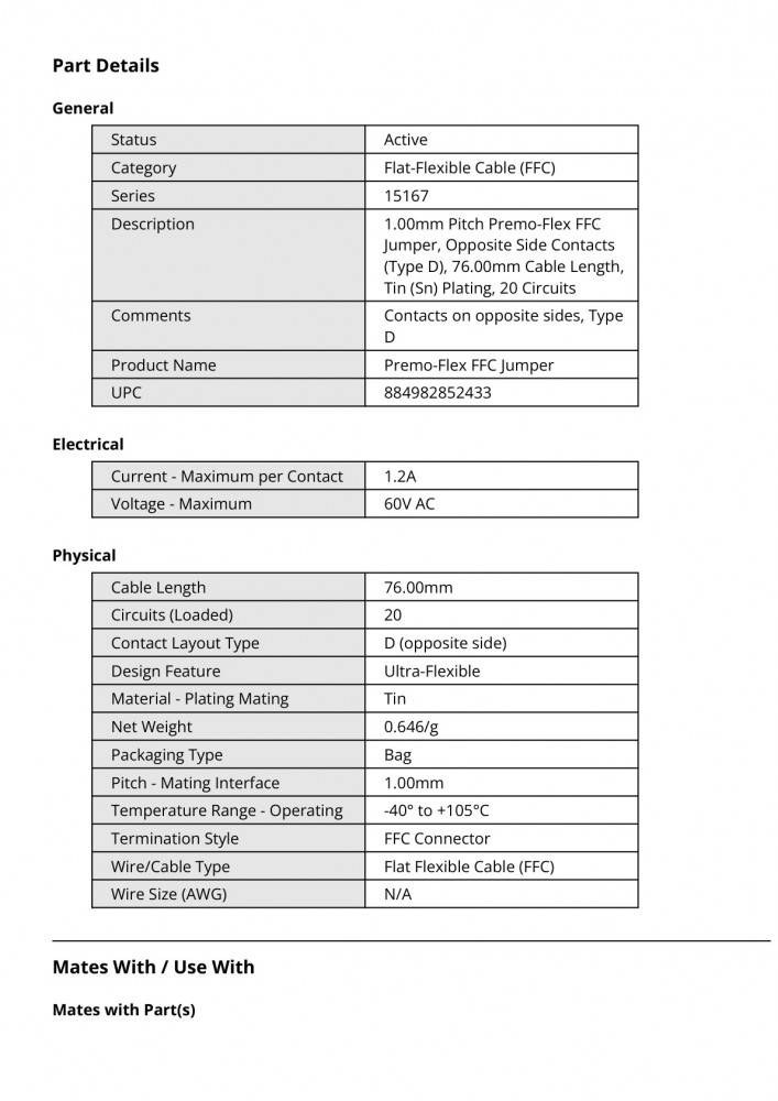 Molex FFC family specification, page 2