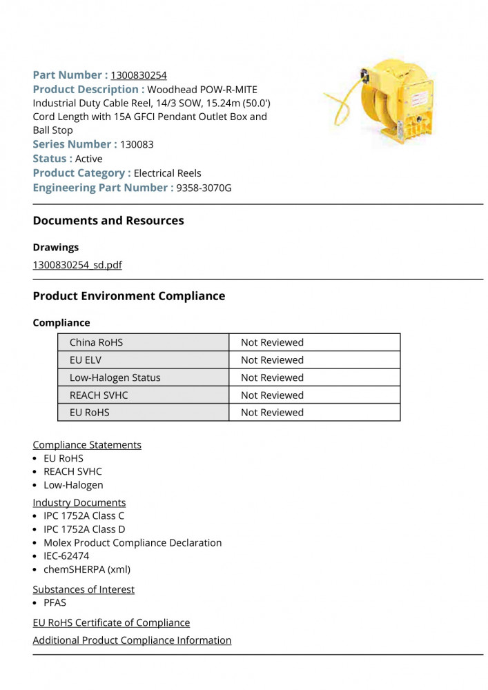 MOLEX 130083-0254 technical drawing, page 1