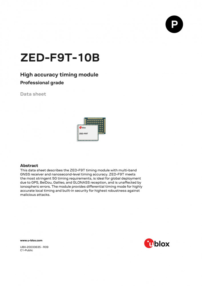 ZED-F9T-10B datasheet preview, page 1