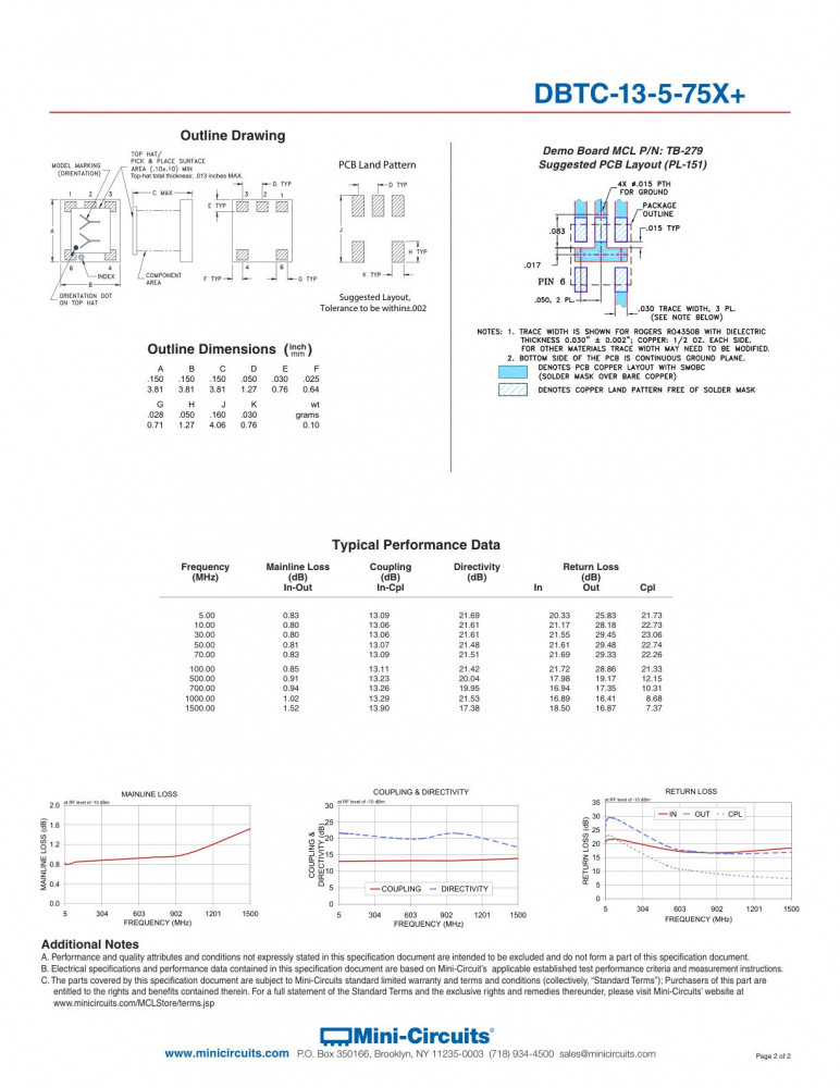 DBTC-13-5-75X+ technical document page 2