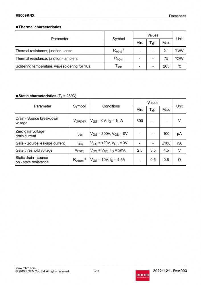 R8009KNXC7G datasheet page 2