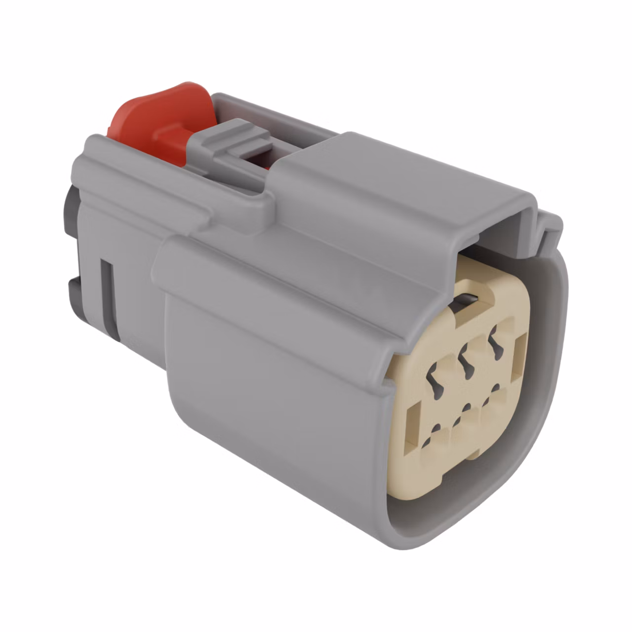 MX150 Mat-Sealed Female Connector Assembly, Dual Row, 6 Circuits, Keying Option B, with Connector Position Assurance, Light Gray for sale