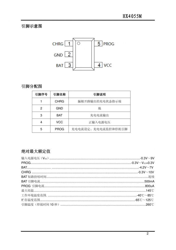 HX4055M datasheet page 2