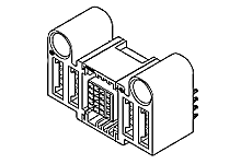 EXTreme Ten60Power Vertical Receptacle with Side Guides, 30 Signal Circuits, Press Fit Tail