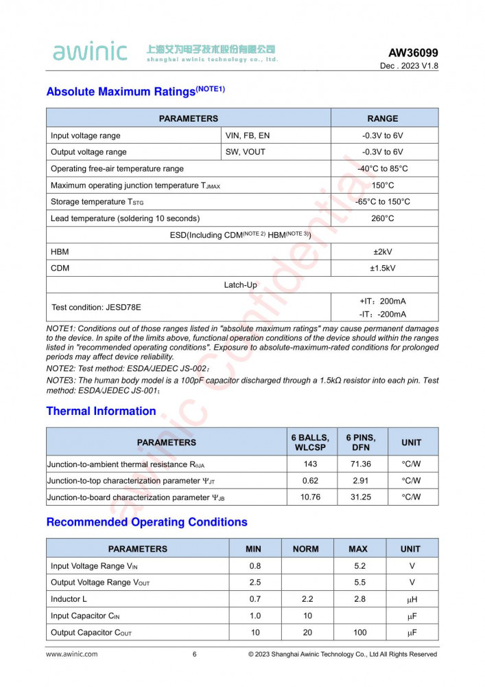 AW36099 datasheet page 6
