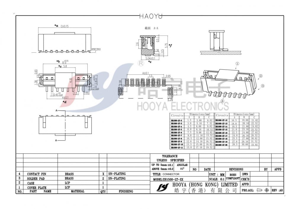 HOOYA ZH1500 series technical document preview