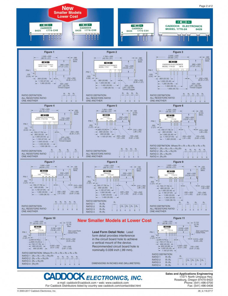 Caddock Type 1776 precision decade resistor voltage divider datasheet page 2