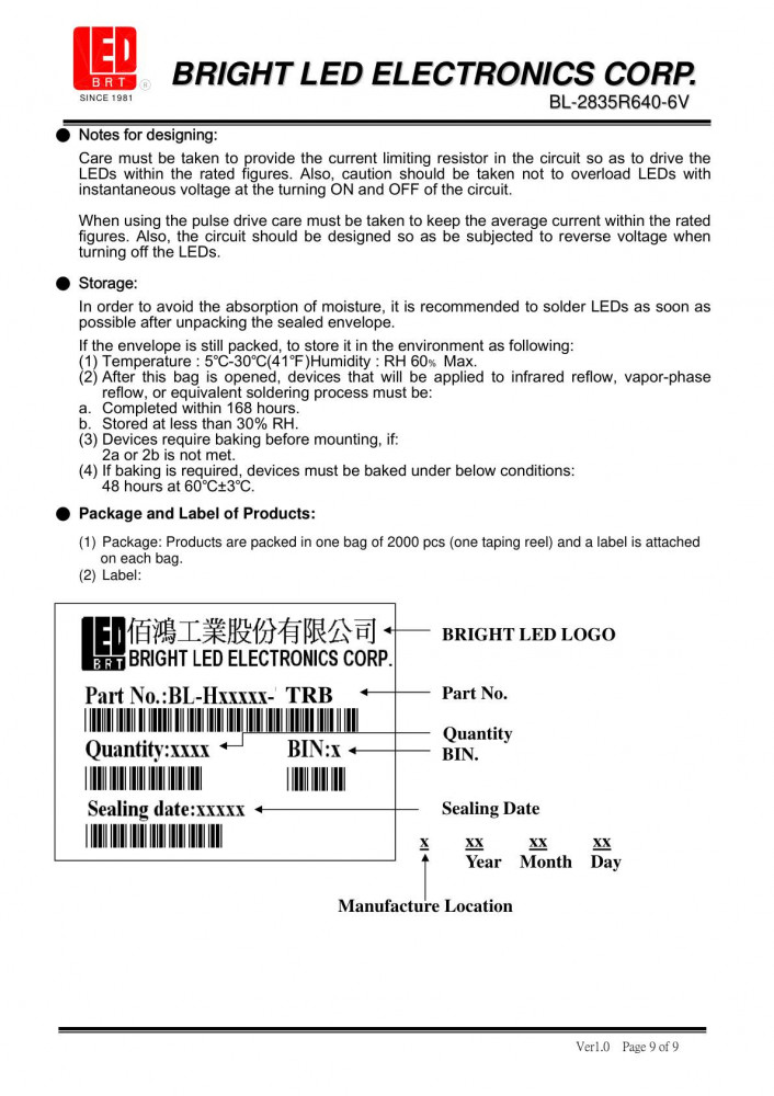 BL-2835R640-6V datasheet page 8
