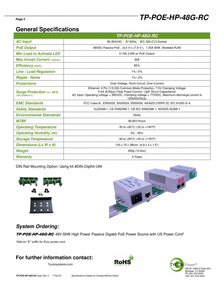 TP-POE-HP-48G-RC technical document page 2