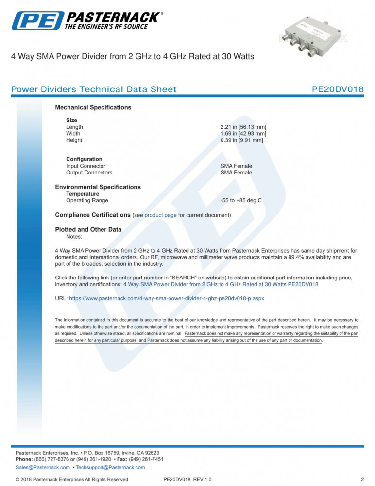 PE20DV018 technical document page 2