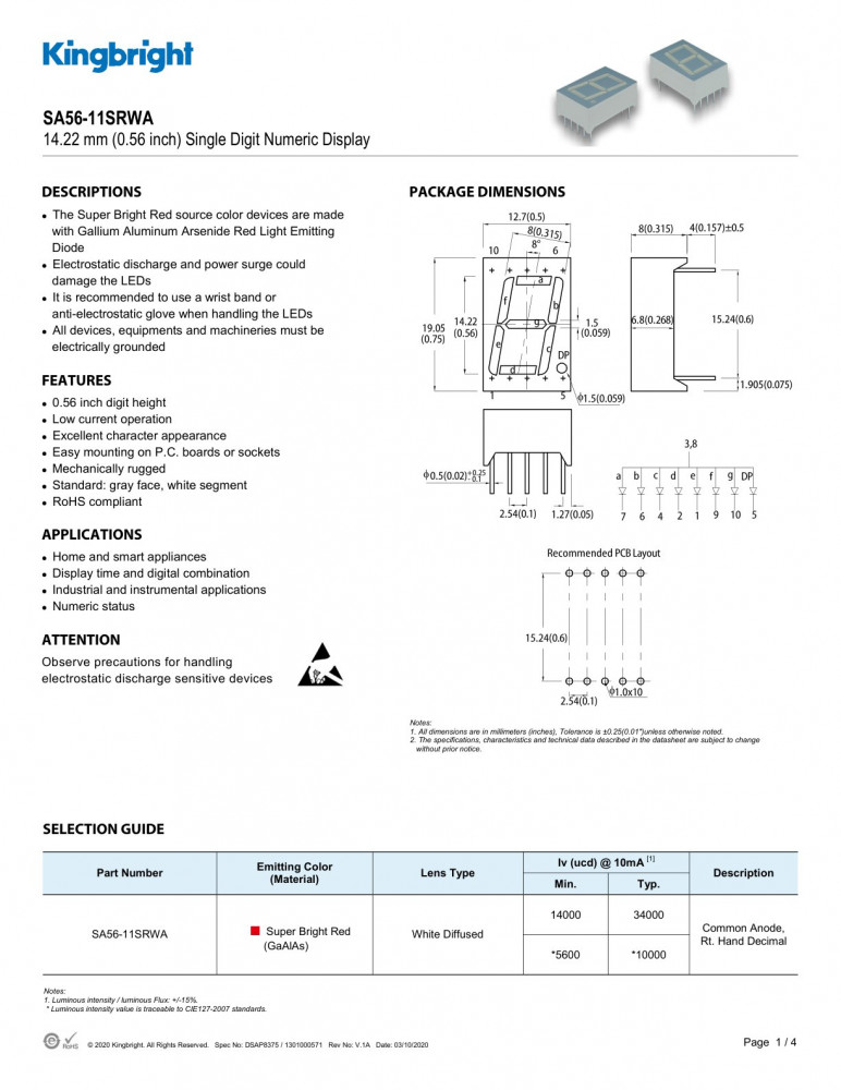 SA56-11SRWA datasheet page 1