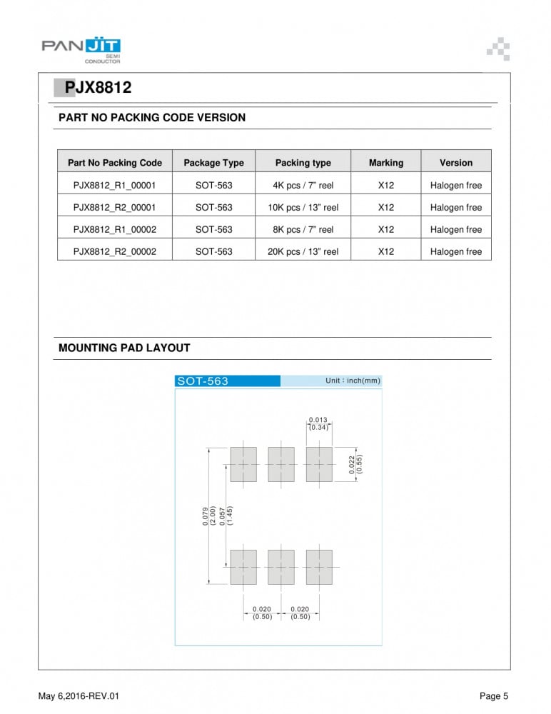 PJX8812 datasheet page 5