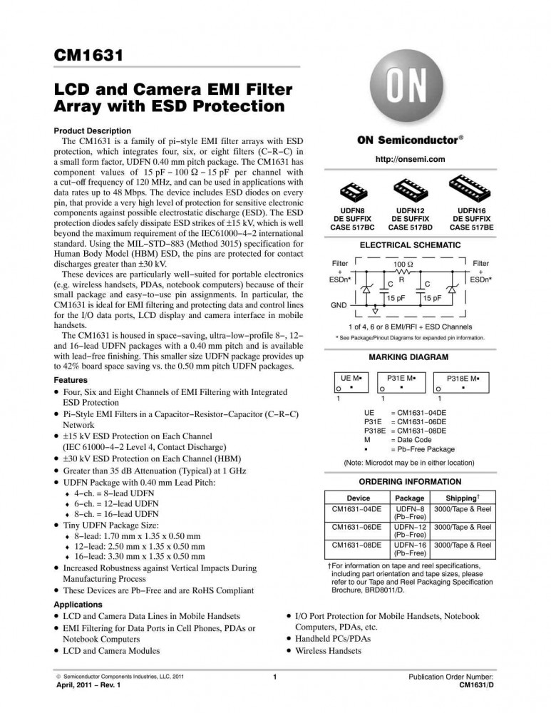 CM1631 datasheet page 1