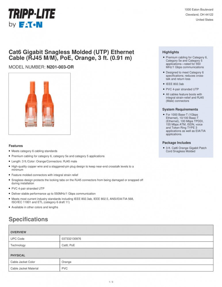 N201-003-OR technical document page 1