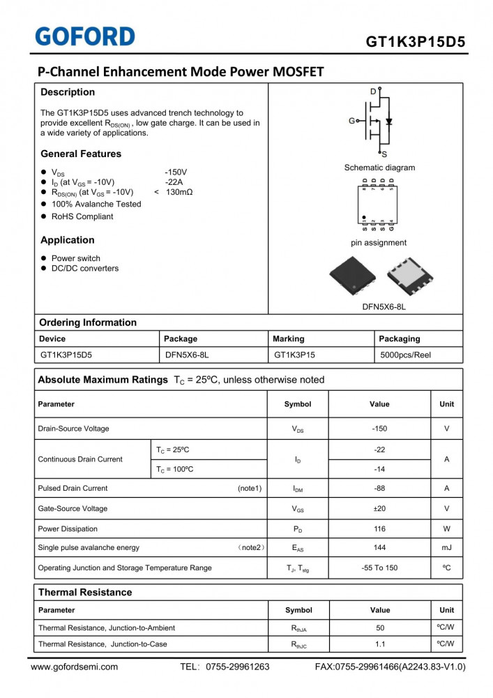 GT1K3P15D5 datasheet page 1