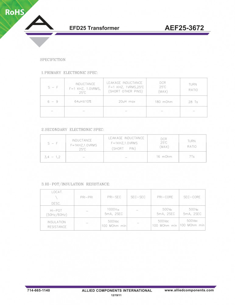 AEF25-3672 technical drawing page 3