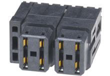 Impact 3 Pair, Right-Angle Power Header, 2 Modules with Right Hold-Down,  Press-Fit, Module 1: P1 & P2, Blade Length 6.90mm; Module 2: P1 & P2 Blade Length 6.90mm, LCP, Glass Filled UL94-V0, Black, Tray Packaging, Lead-Free