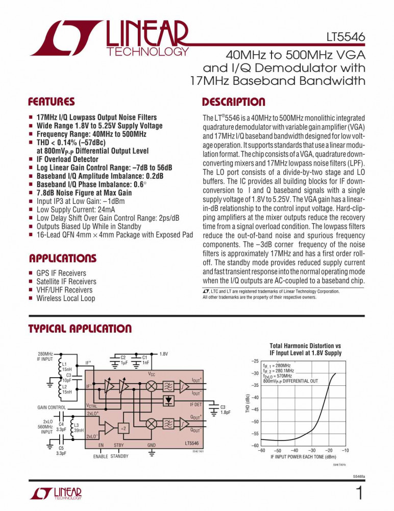 LT5546 datasheet page 1