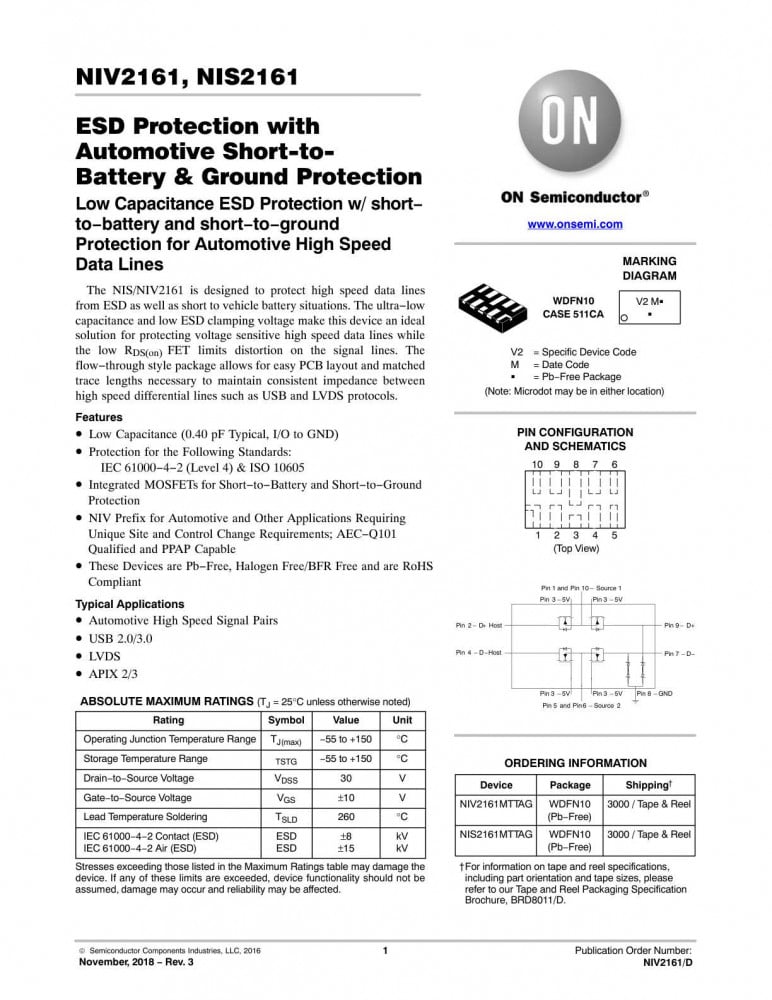 NIV2161 datasheet page 1