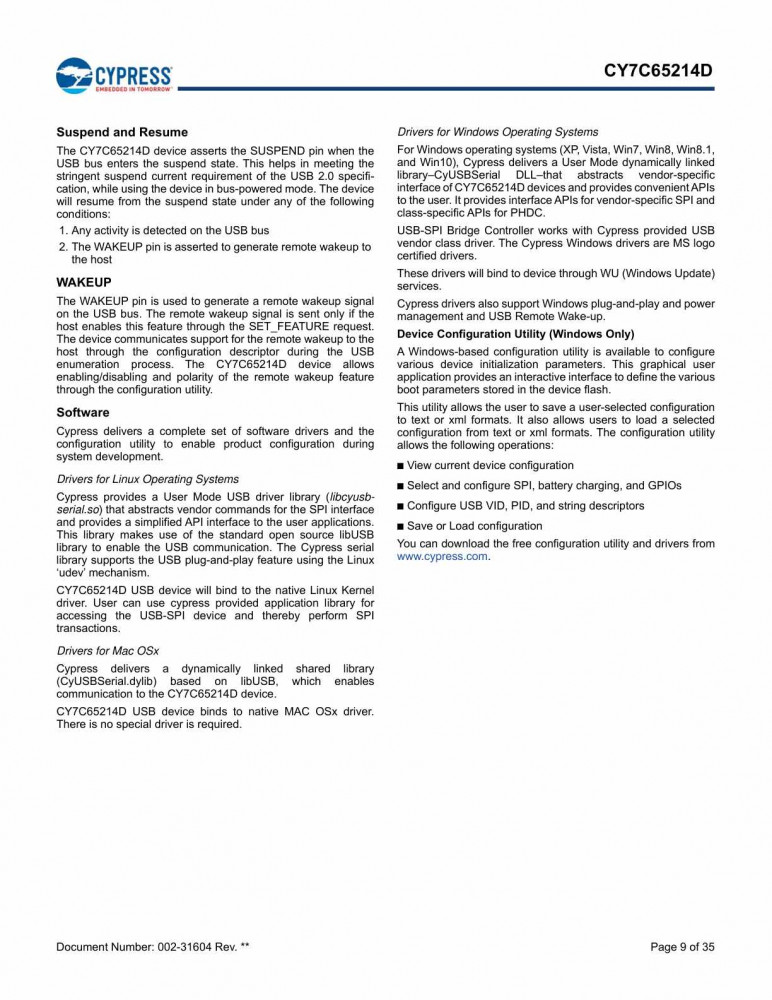 CY7C65214D document page 10
