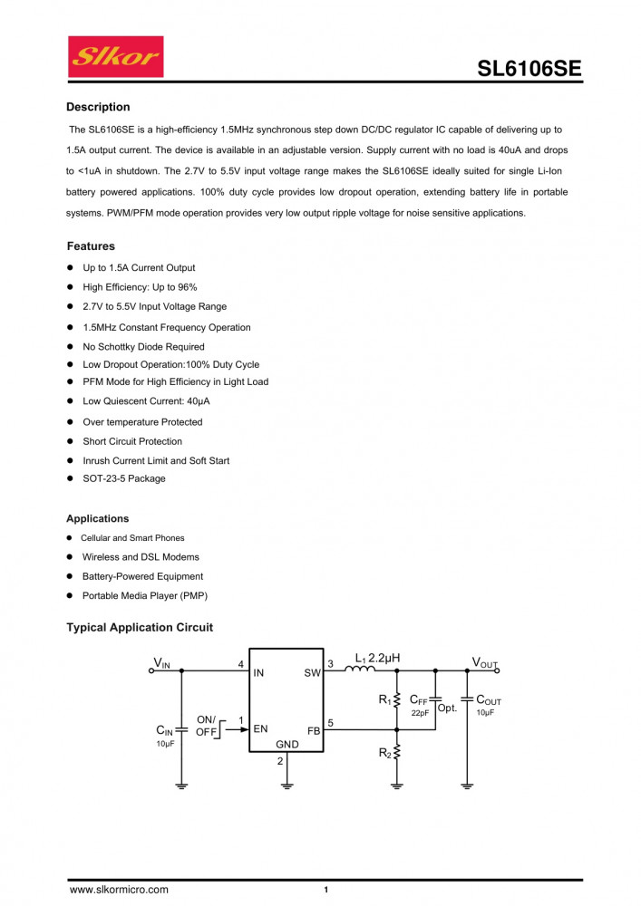 SL6106SE datasheet page 1