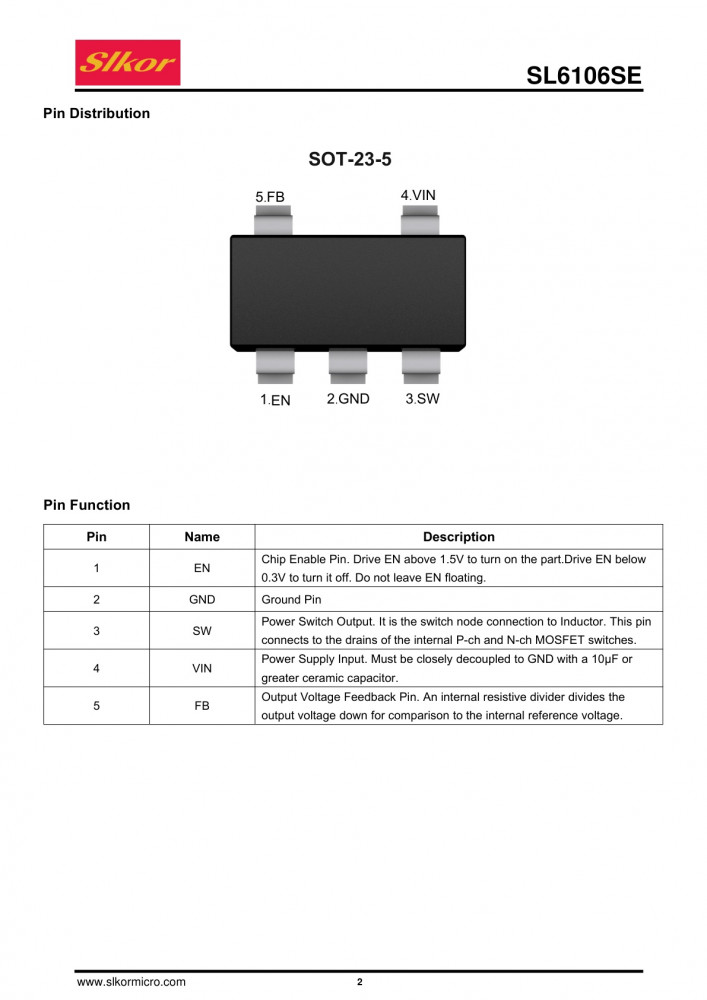 SL6106SE datasheet page 2